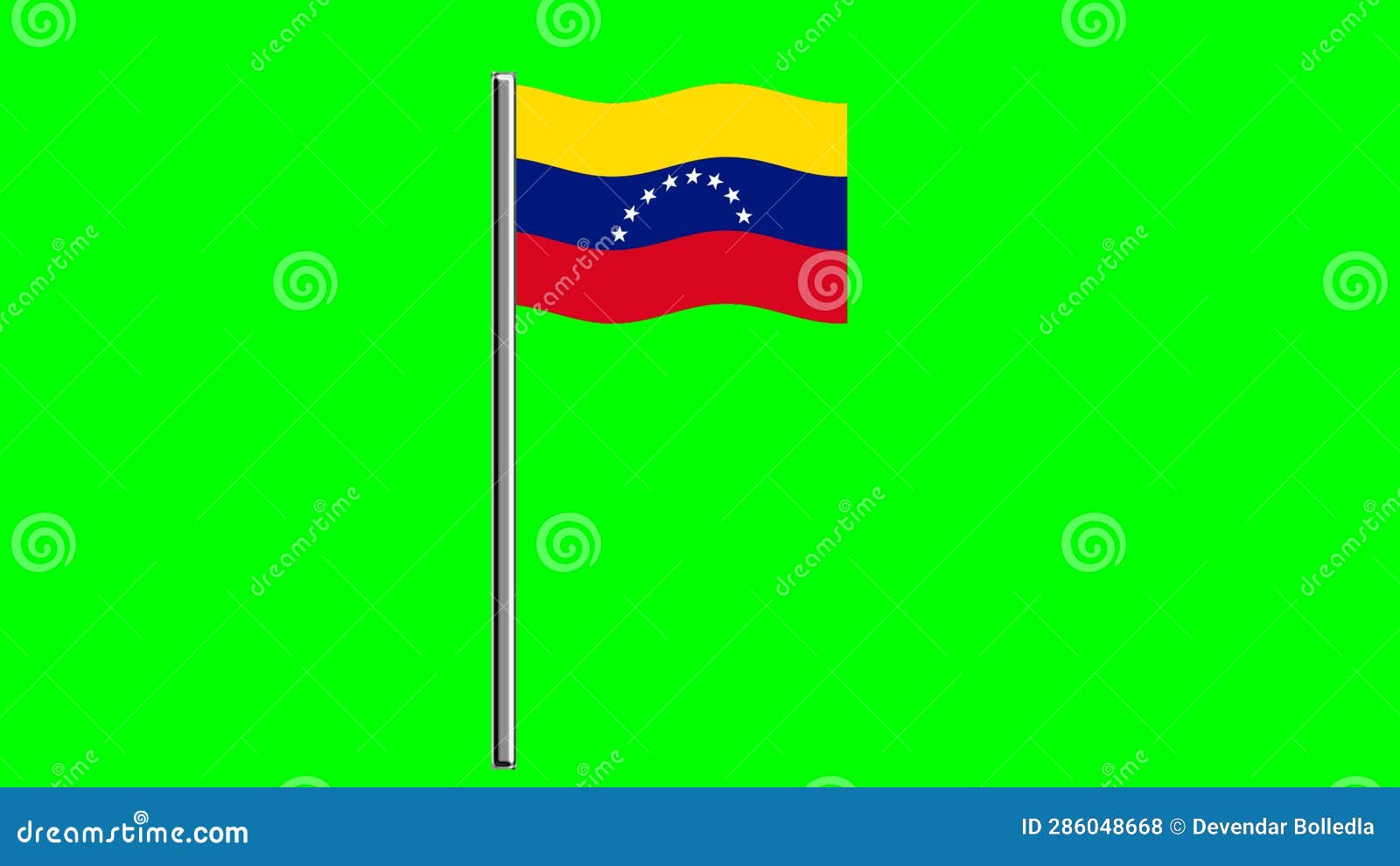 Wavy Venezuela Flag with Pole on Green Screen Background Stock Footage ...