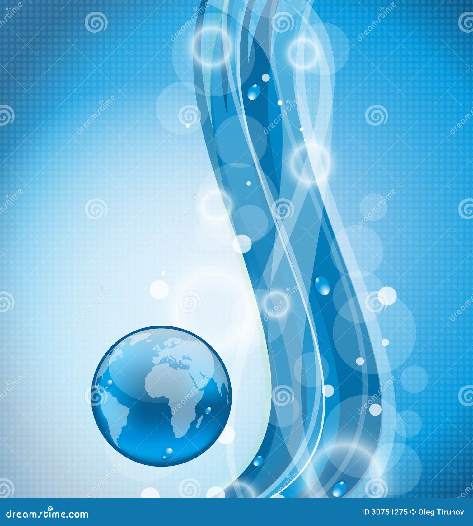 Wavy Water Background with Earth Planet Stock Vector - Illustration of ...