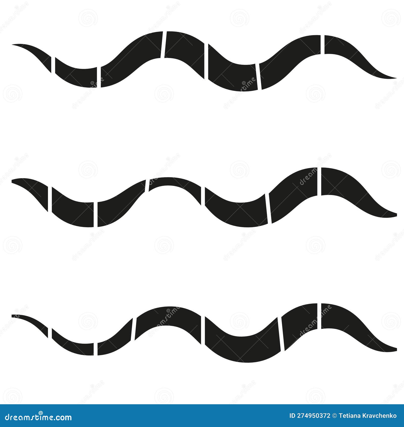 Wavy, Waving Billowy Zig-zag, Criss Cross Dashed Lines. Vector ...
