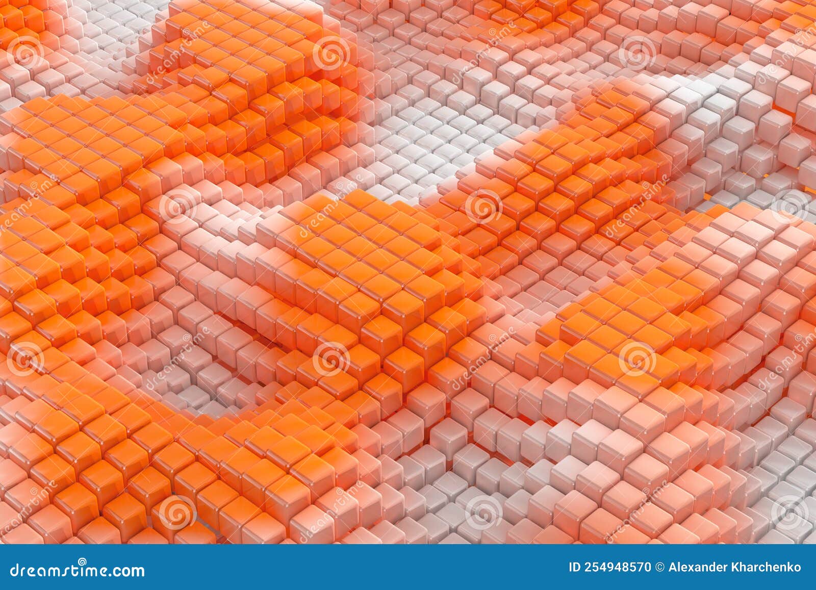 Wavy White and Orange Abstract Futuristic Polygons Cubes Structure ...