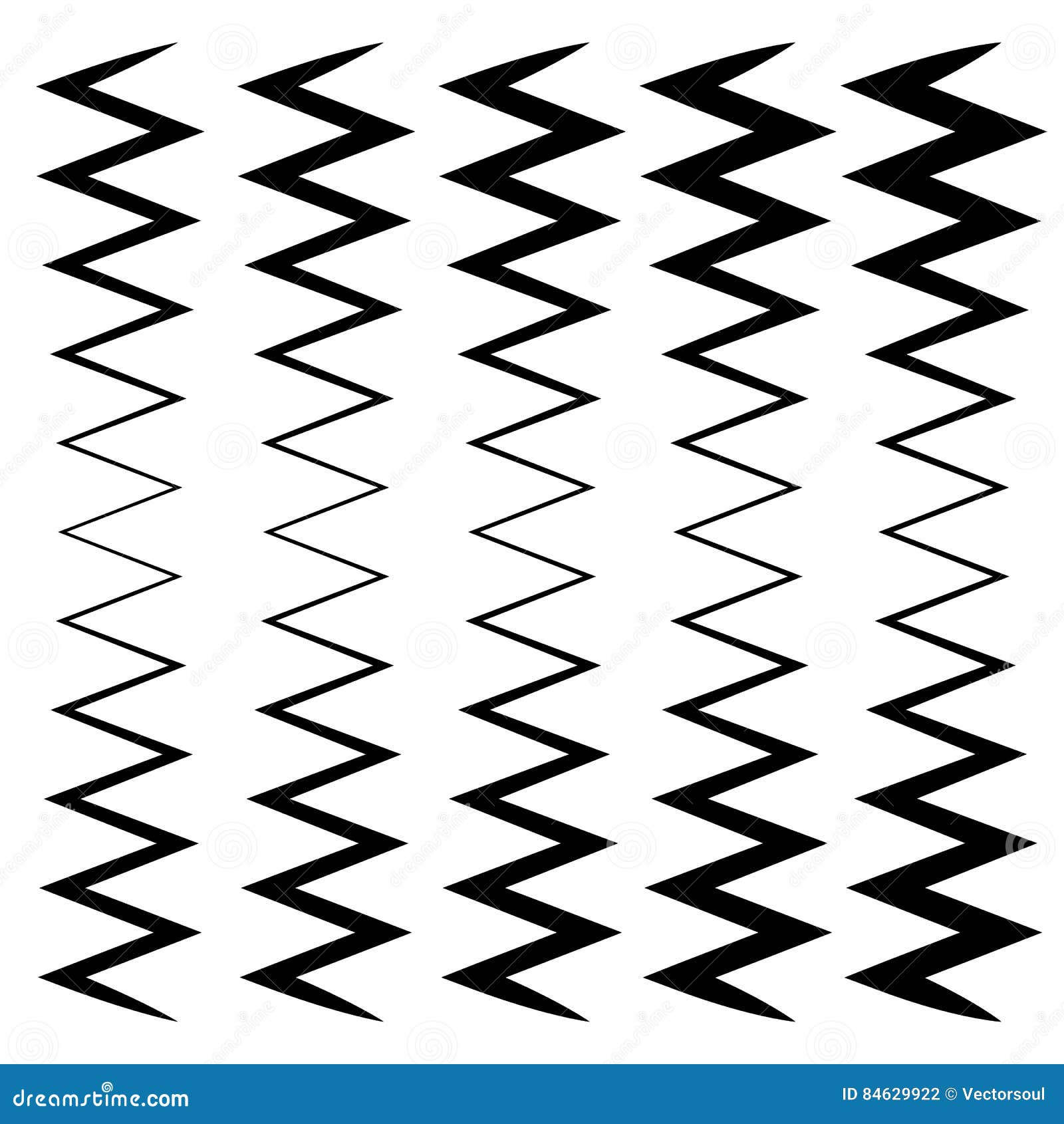 Wavy, Zig-zag Lines - Thinner And Thicker Versions. Irregular Li Vector Illustration ...