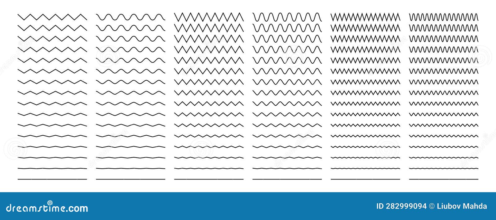 Wavy Zigzag Lines. Horizontal Brush Strokes Wave Undulation Distortion ...