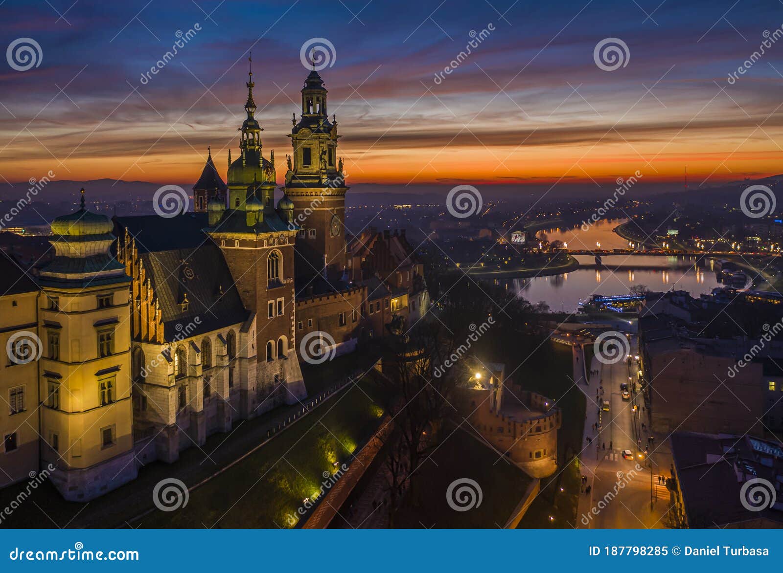 Sunset Over Wawel Castle, Krakow, Poland Stock Image - Image of light ...