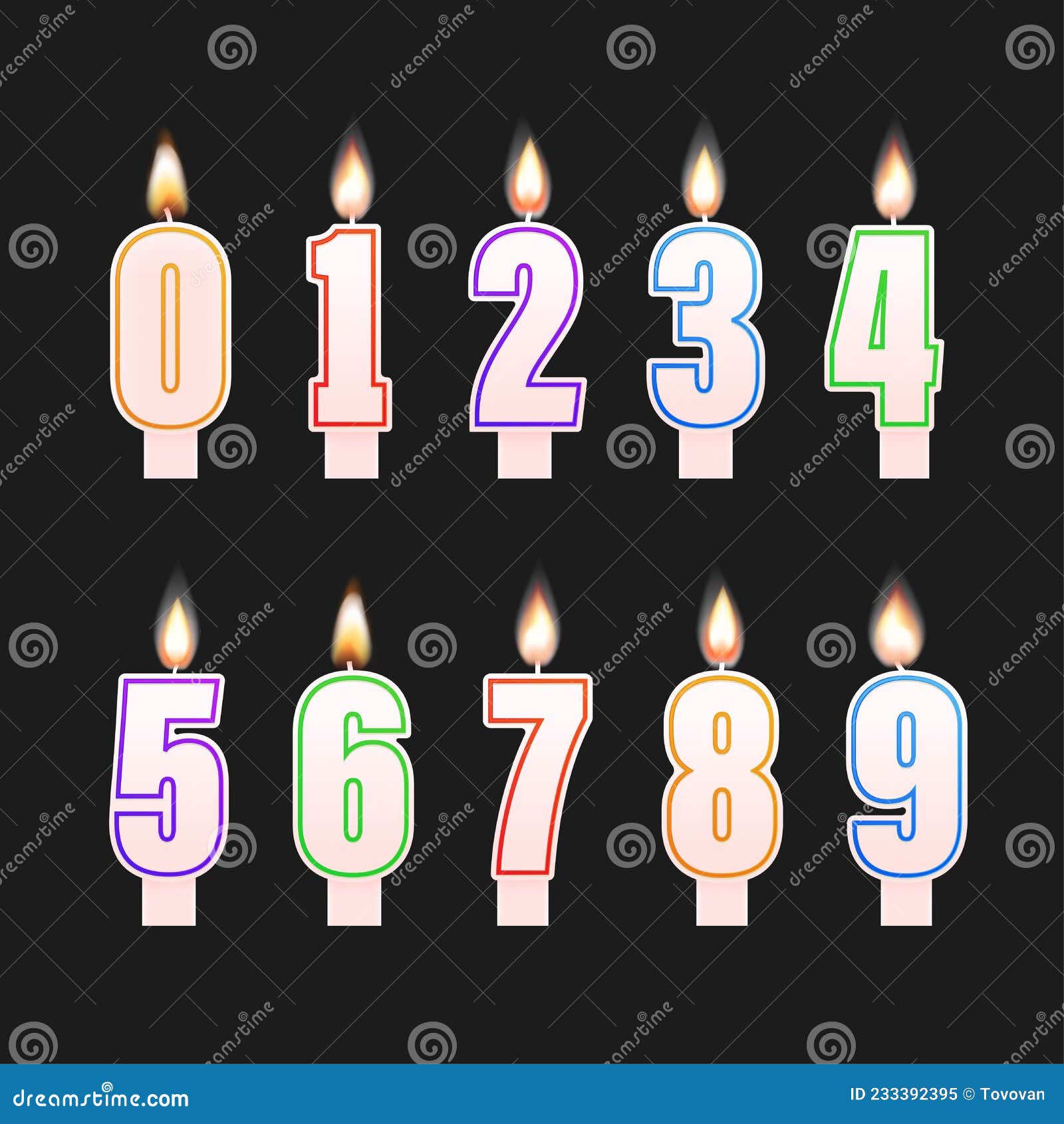 Wax candle numbers set stock vector. Illustration of bright - 233392395