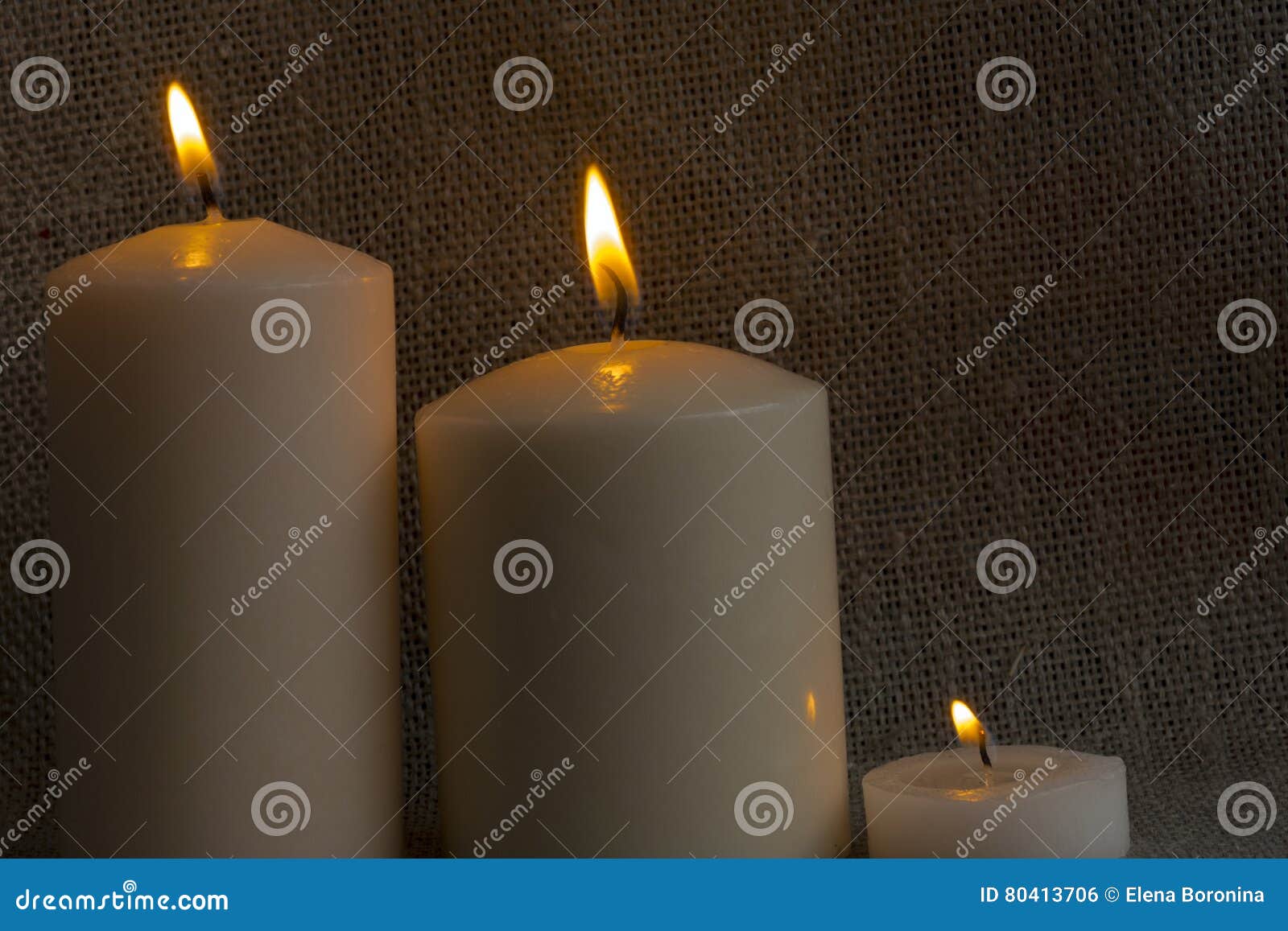 3 Wax Candles, Fire, Burning Stock Photo - Image of burn, wick: 80413706