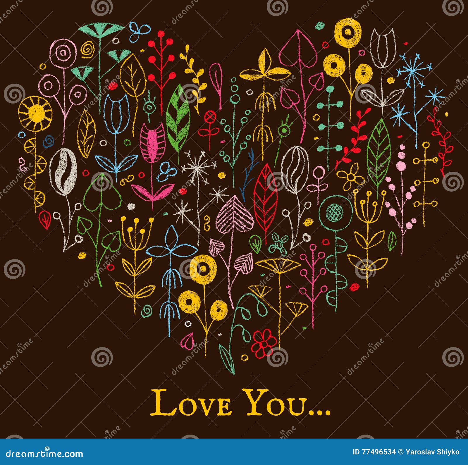 Wax Crayon Drawing Flowers Set Stock Vector - Illustration of crayon ...