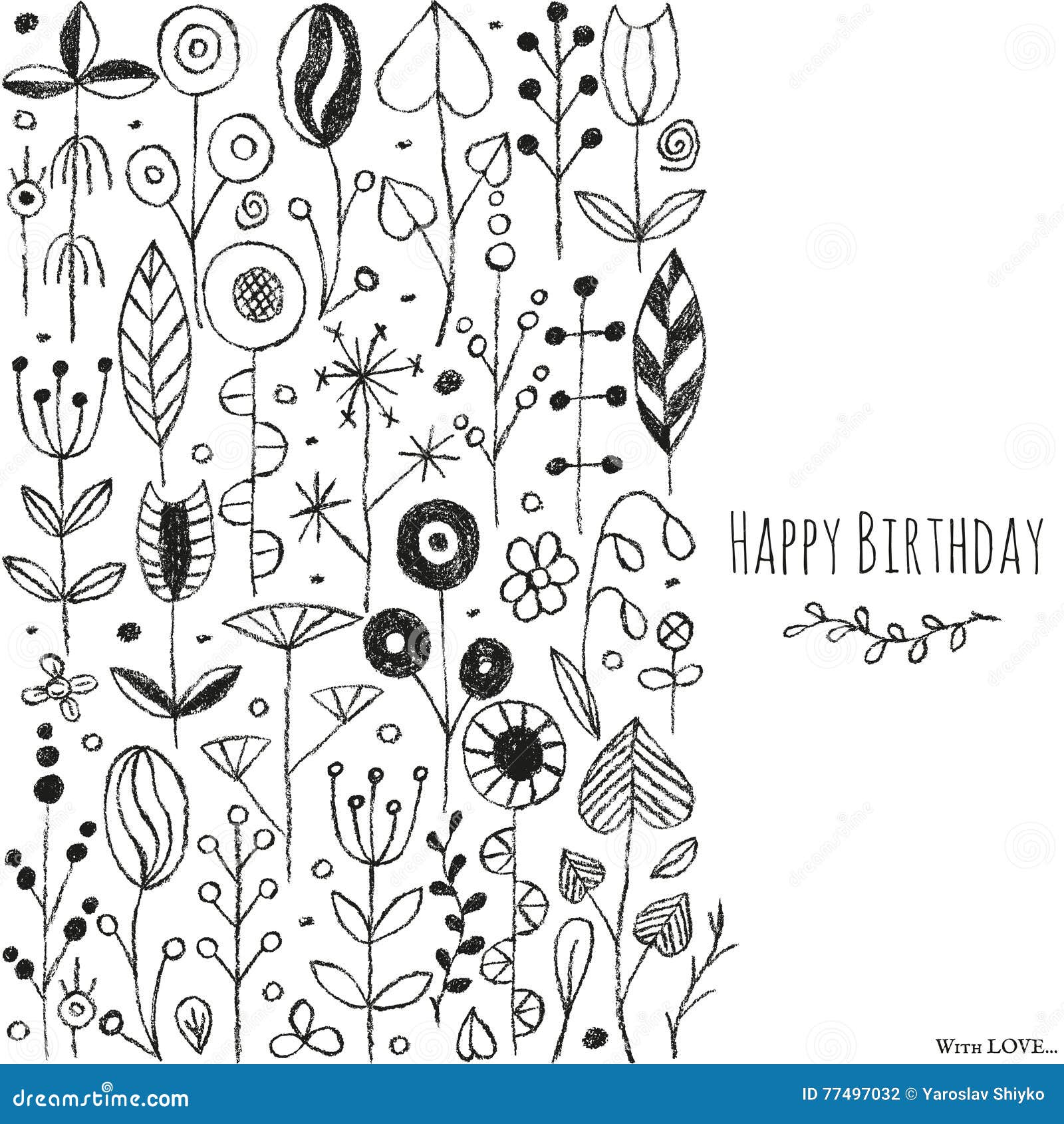 Wax Crayon Drawing Flowers Set. Stock Vector - Illustration of floral ...