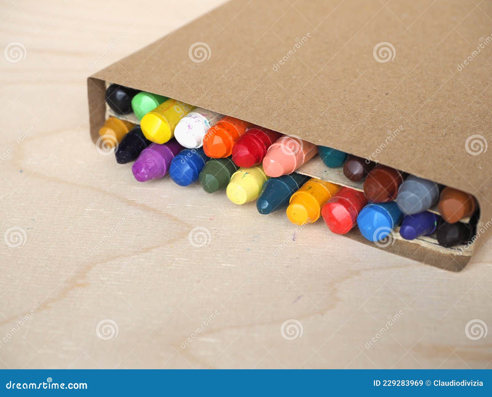 Wax Crayons box stock image. Image of cardboard, yellow - 229283969