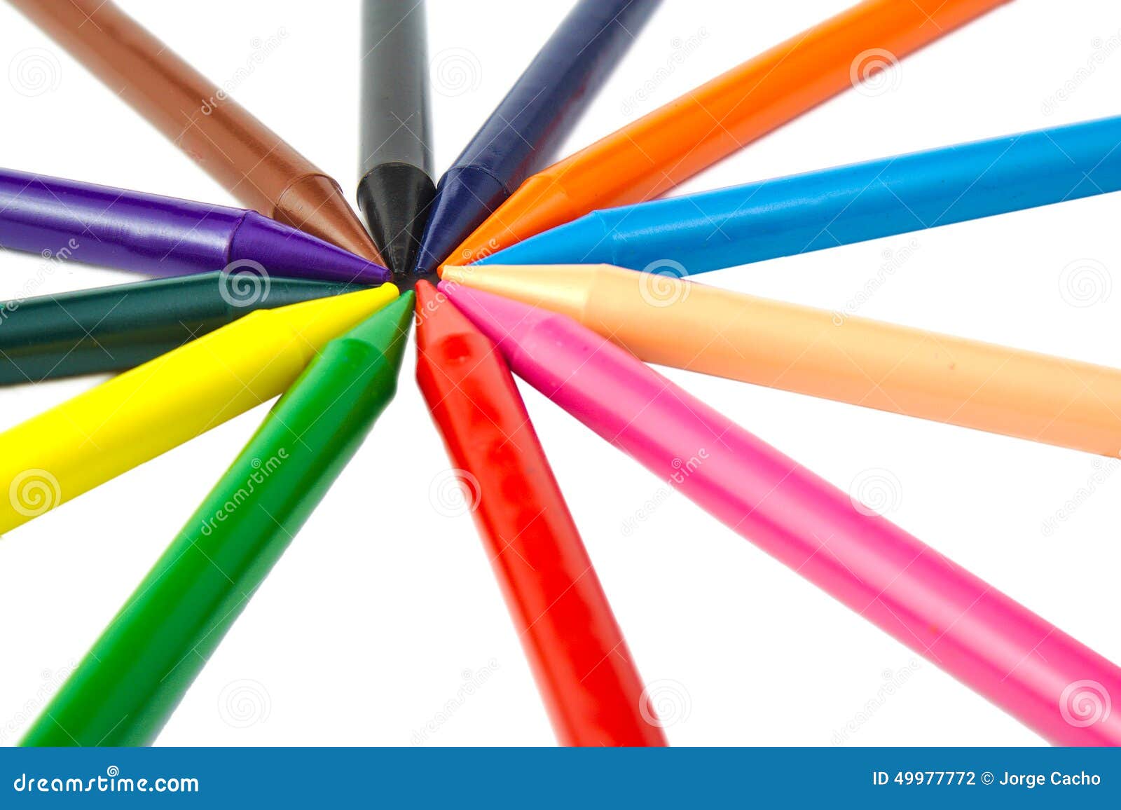 Wax Crayons Pointing To the Center on White Stock Photo - Image of ...