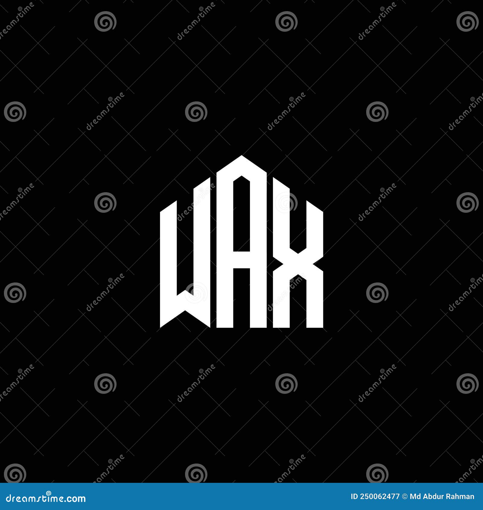 WAX Letter Logo Design on BLACK Background. WAX Creative Initials ...