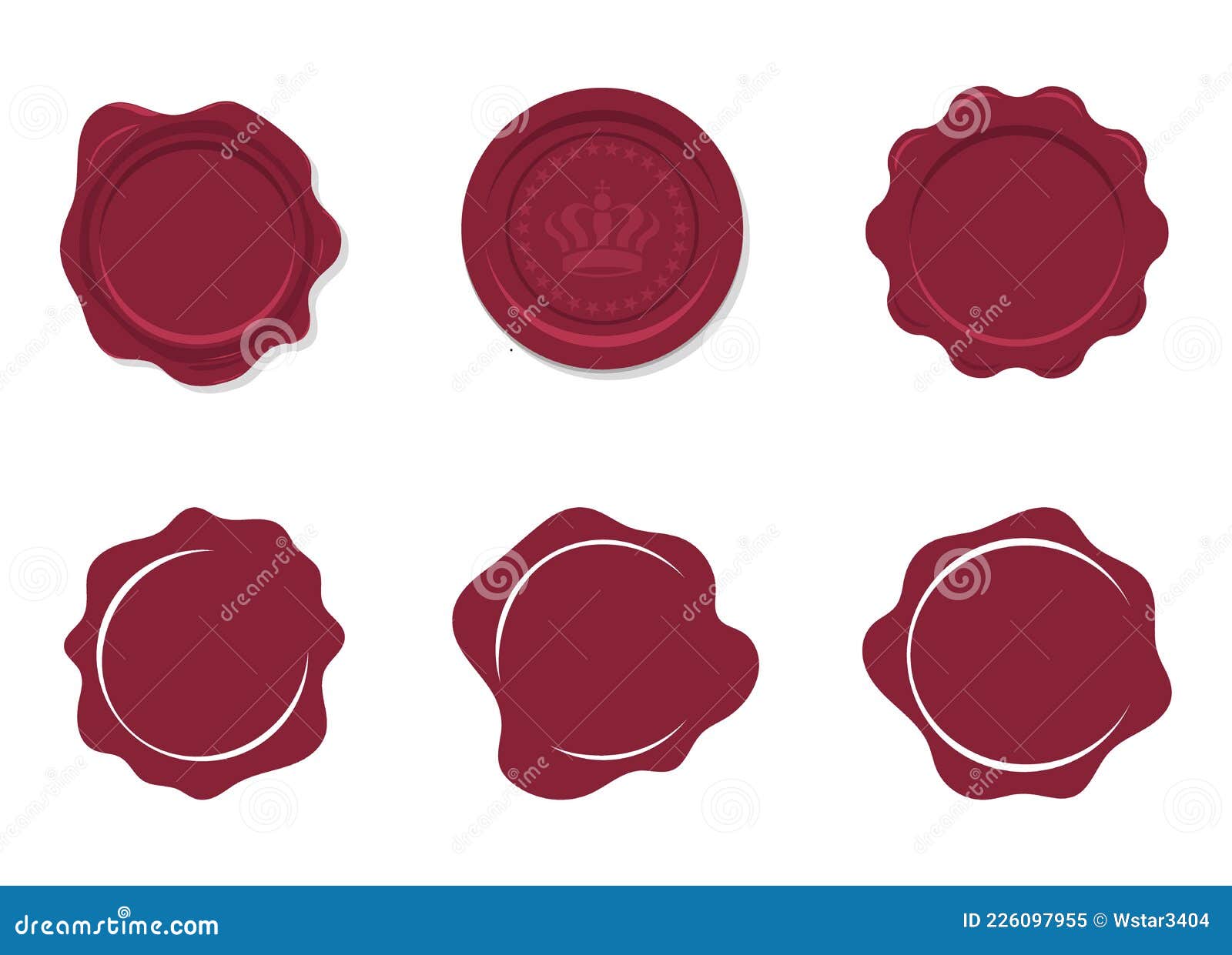 Wax Seal Stamp in Red Color. Set of Isolated Stamps for Certificate and ... Wax Seal Stamp in Red Color. Set of Isolated Stamps for Certificate and ...