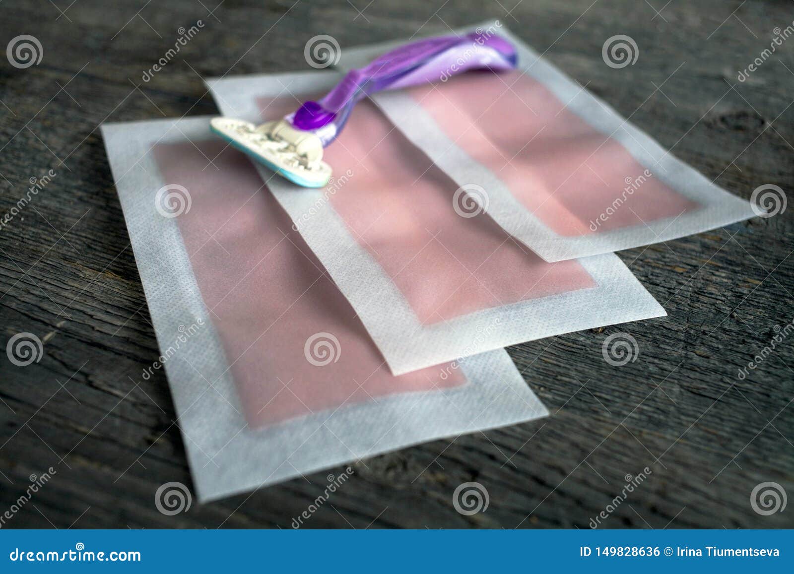 Wax strips and the razor stock photo. Image of equipment - 149828636