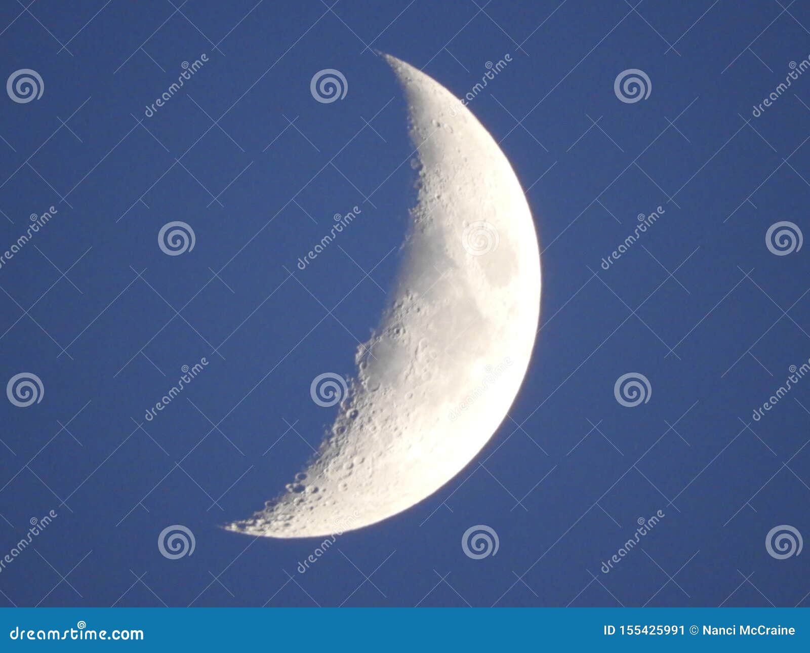 Waxing Crescent Moon Phase in NYS Evening Sky Stock Image - Image of ...