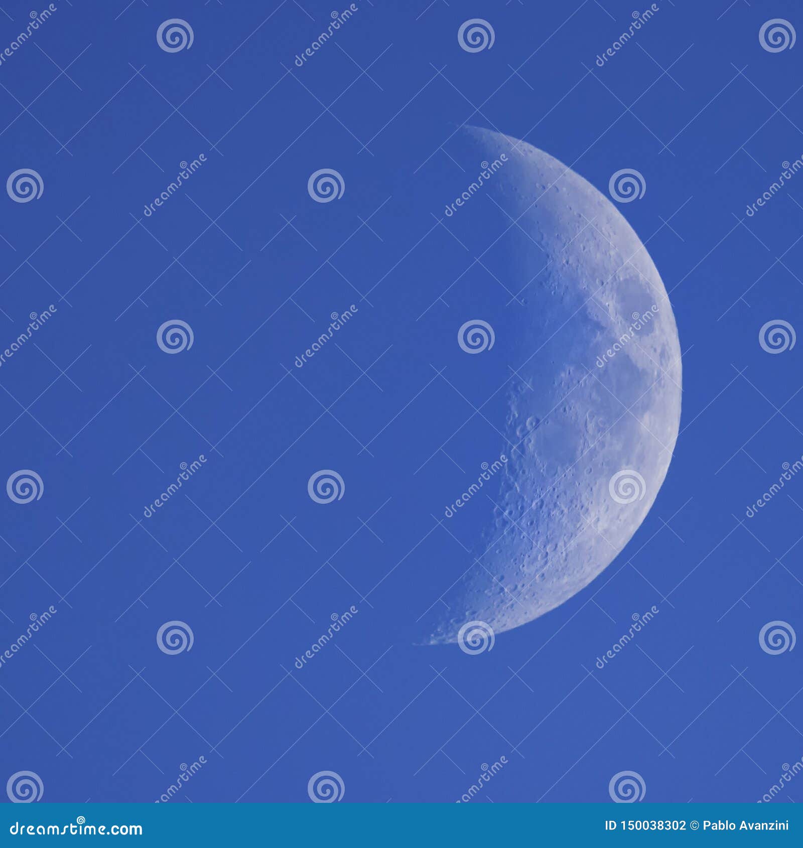 Waxing Crescent Moon Blue Sky Stock Photo - Image of space, moon: 150038302