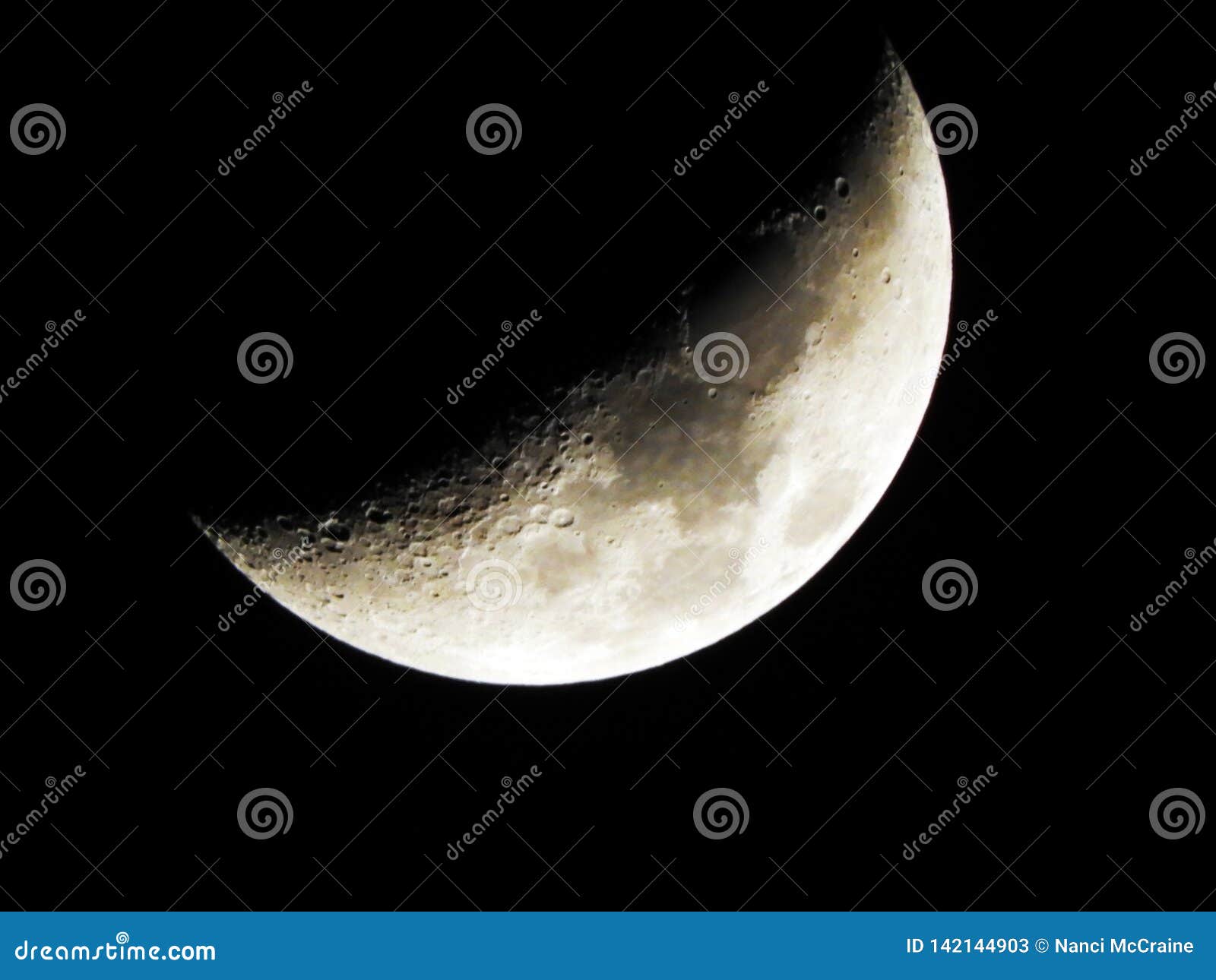 Waxing Crescent Moon in Night Sky Stock Image - Image of planetarium ...