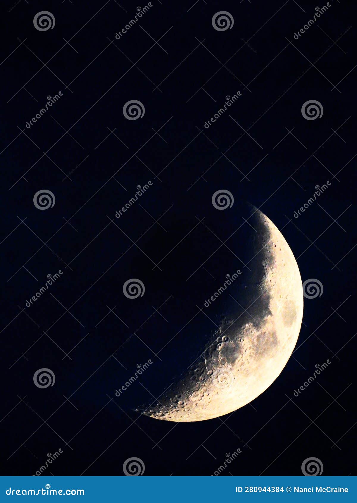 Waxing Crescent Moon with Surface Detail Stock Photo - Image of ...