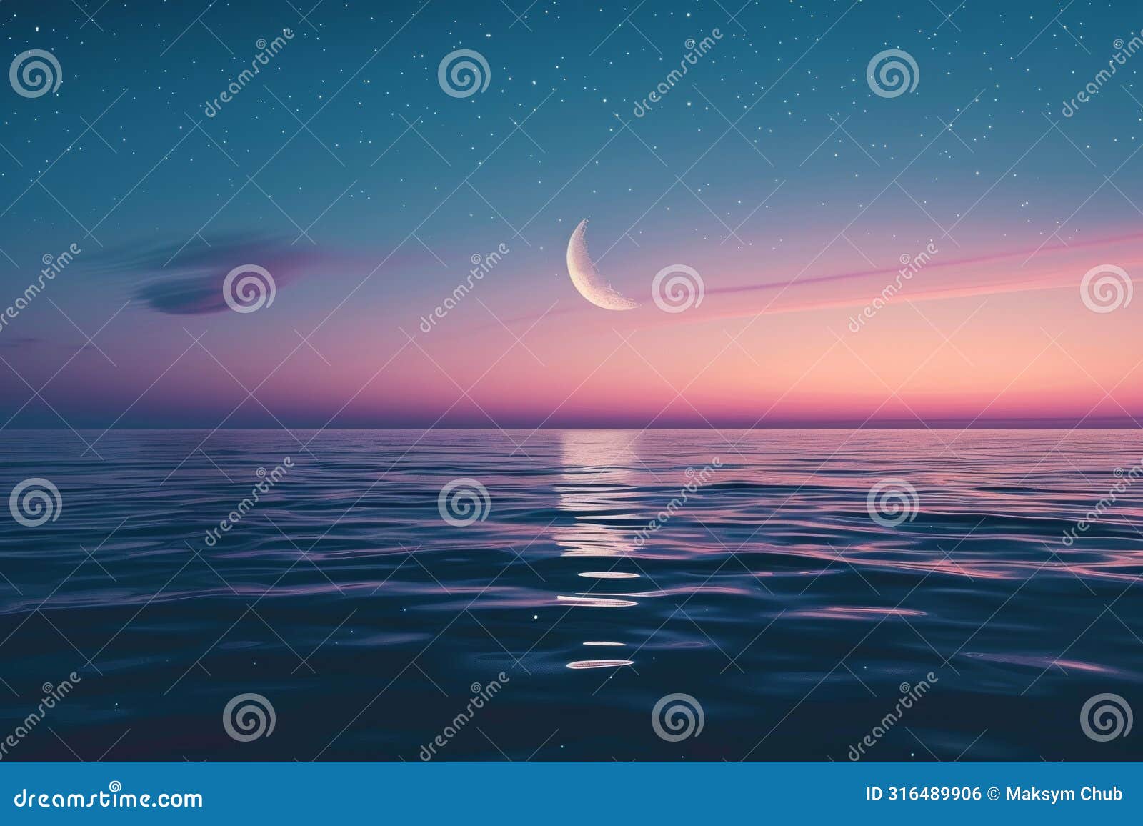 Waxing Crescent Moon in Twilight, Symbolizing New Beginnings and the ...