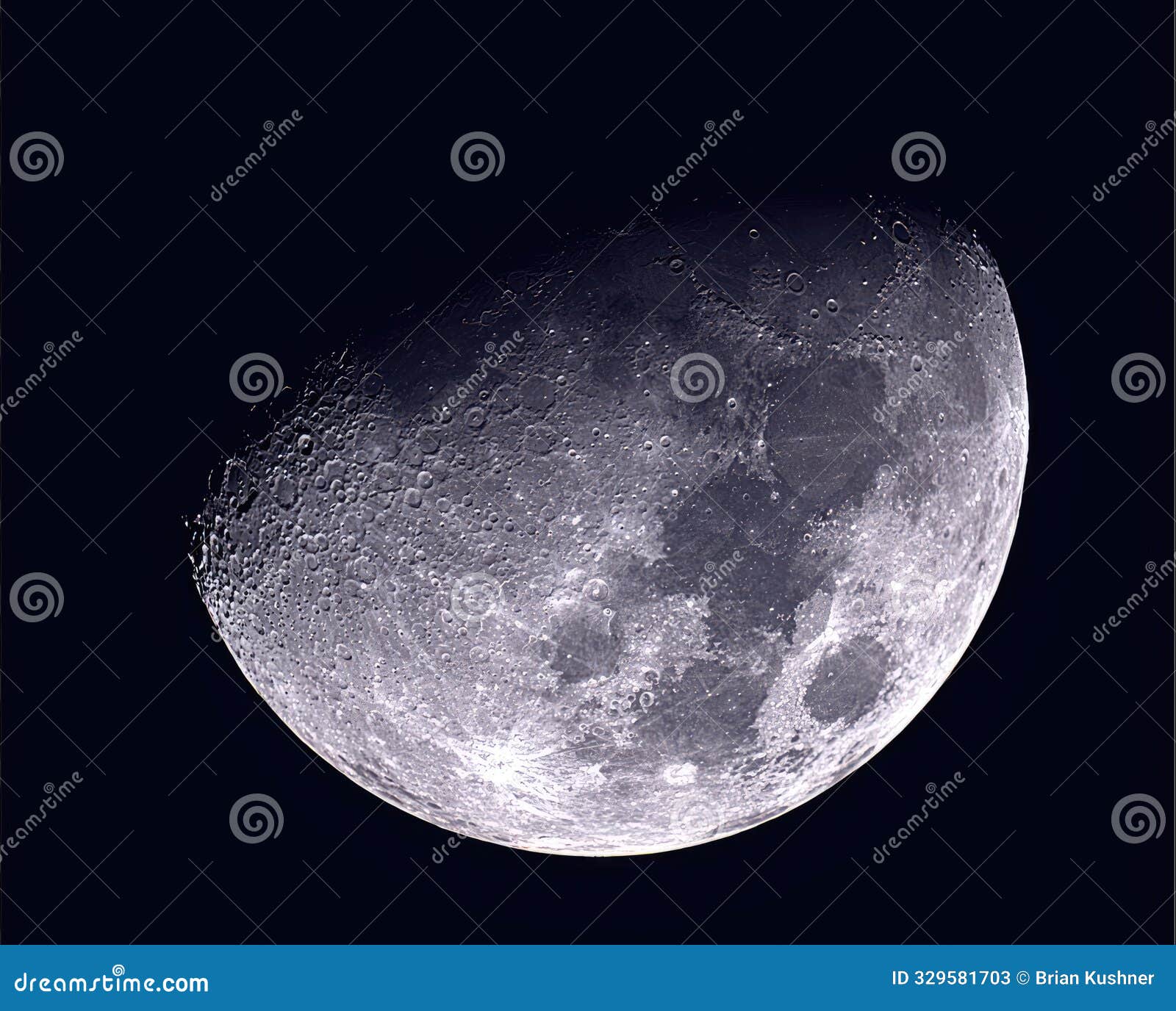 Gibbous Waxing Moon Showing Craters In Night Sky Stock Photography ...