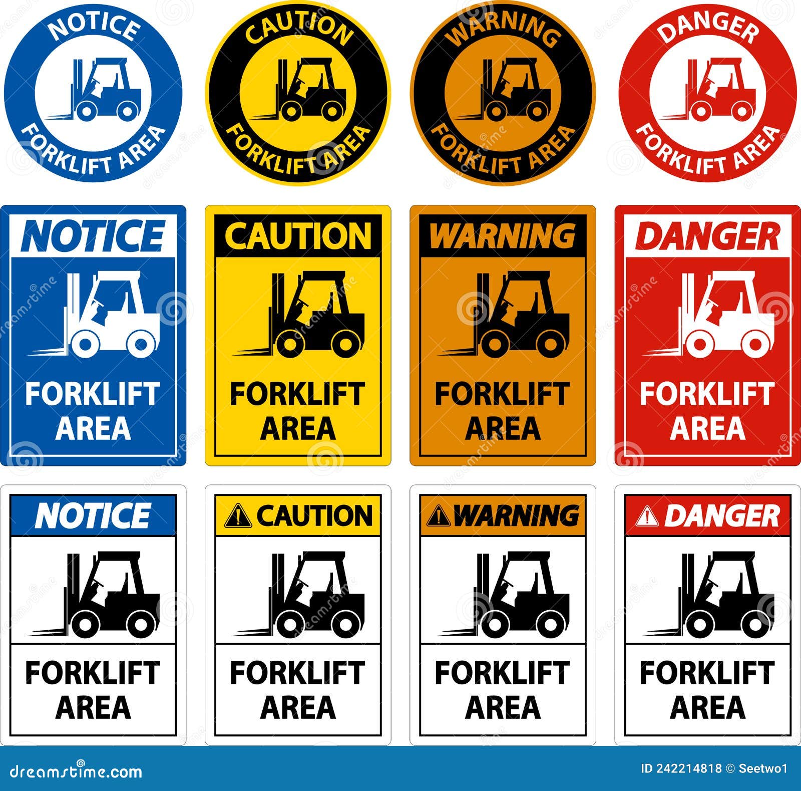 2-Way Caution Forklift Area Sign on White Background Stock Vector ...