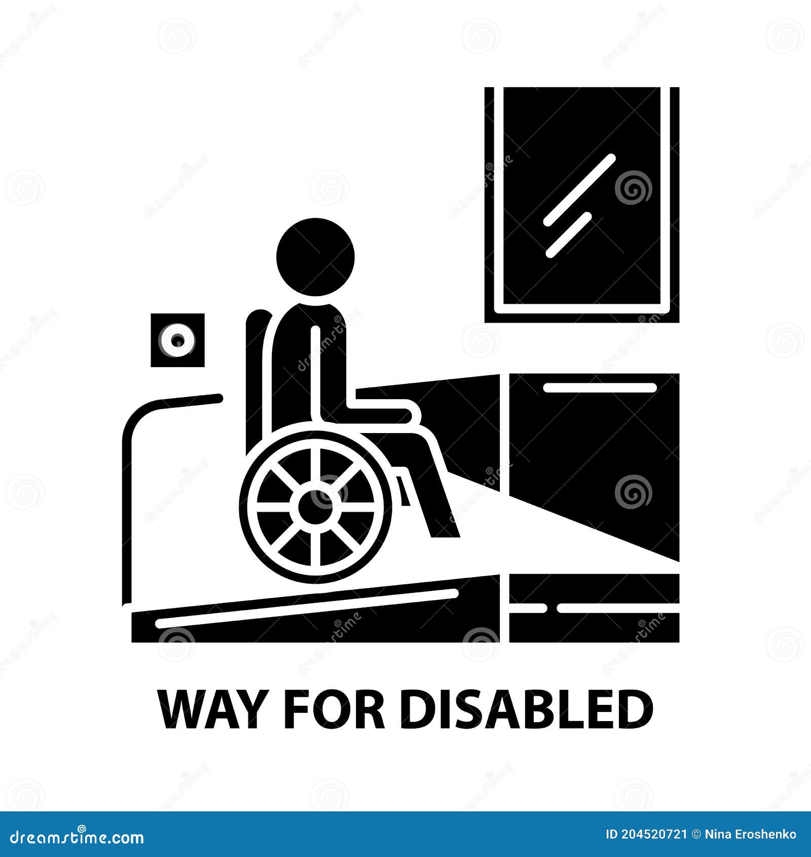 Way for Disabled Icon, Black Vector Sign with Editable Strokes, Concept ...