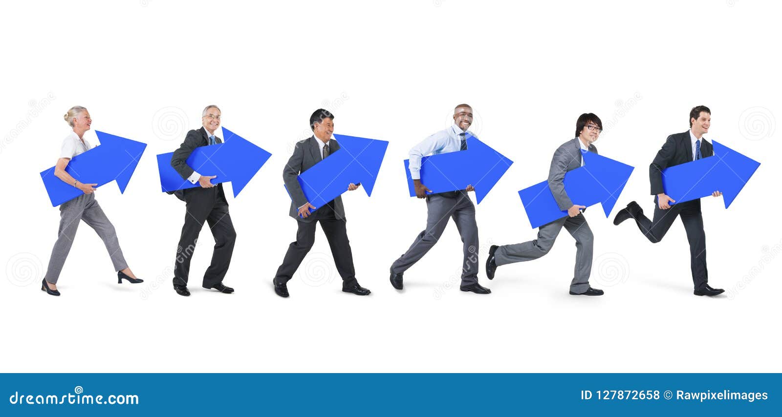 Diverse Business People Holding Forward Icons Stock Photo - Image of ...