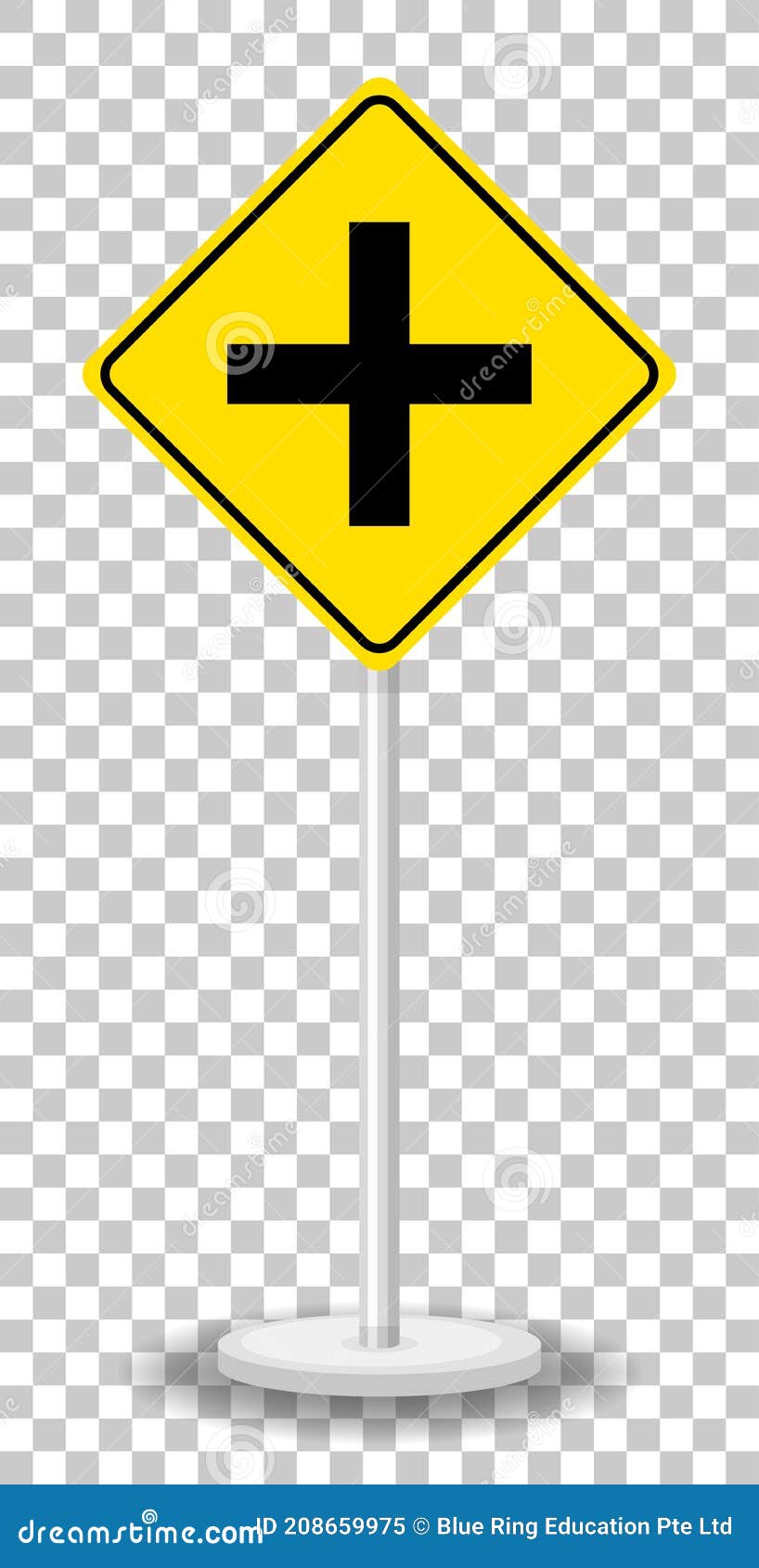 4 Way Intersection Sign Isolated on Transparent Background Stock Vector ...