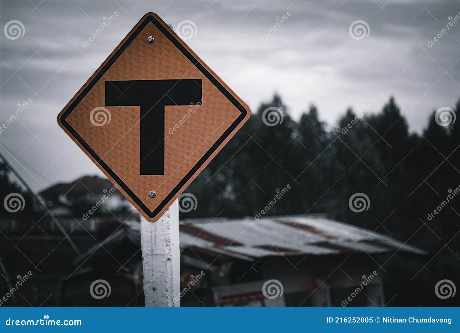 3-way Intersection Sign or Vintage Sign Stock Image - Image of business ...