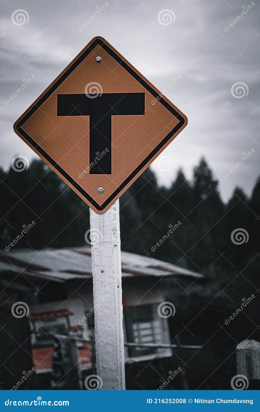 3-way Intersection Sign or Vintage Sign Stock Photo - Image of icon ...