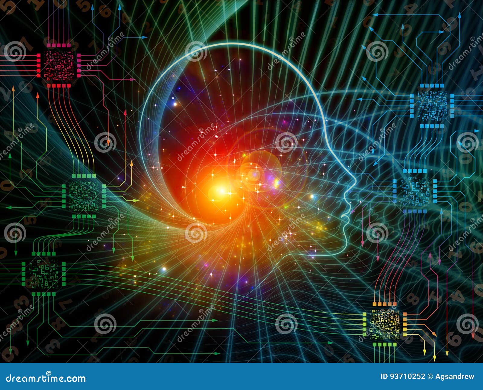 Way of Machine Consciousness Stock Illustration - Illustration of digit ...