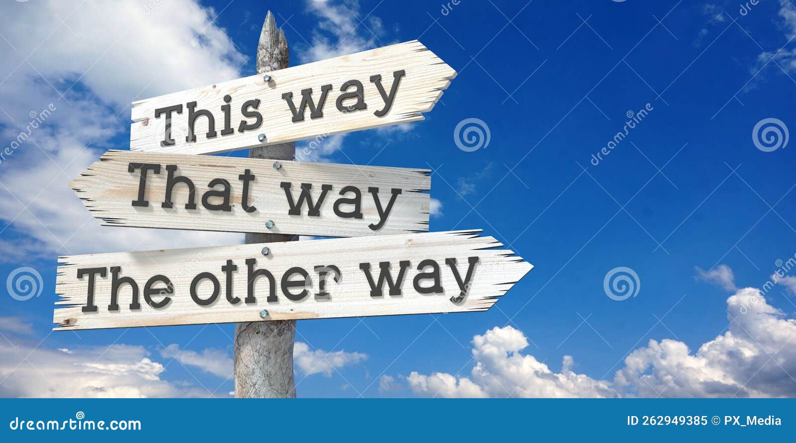 This Way, that Way, the Other Way - Wooden Signpost with Three Arrows ...