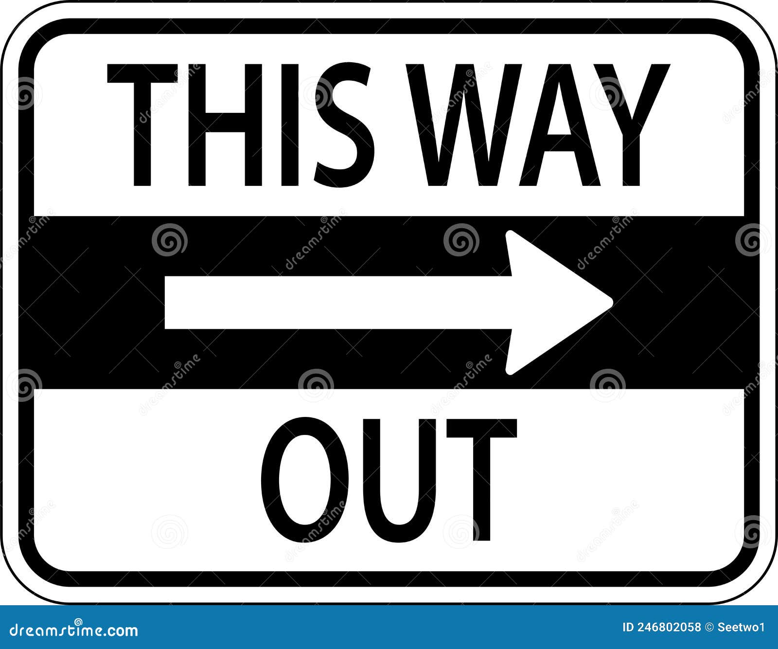 This Way Out Right Arrow Sign on White Background Stock Vector ...