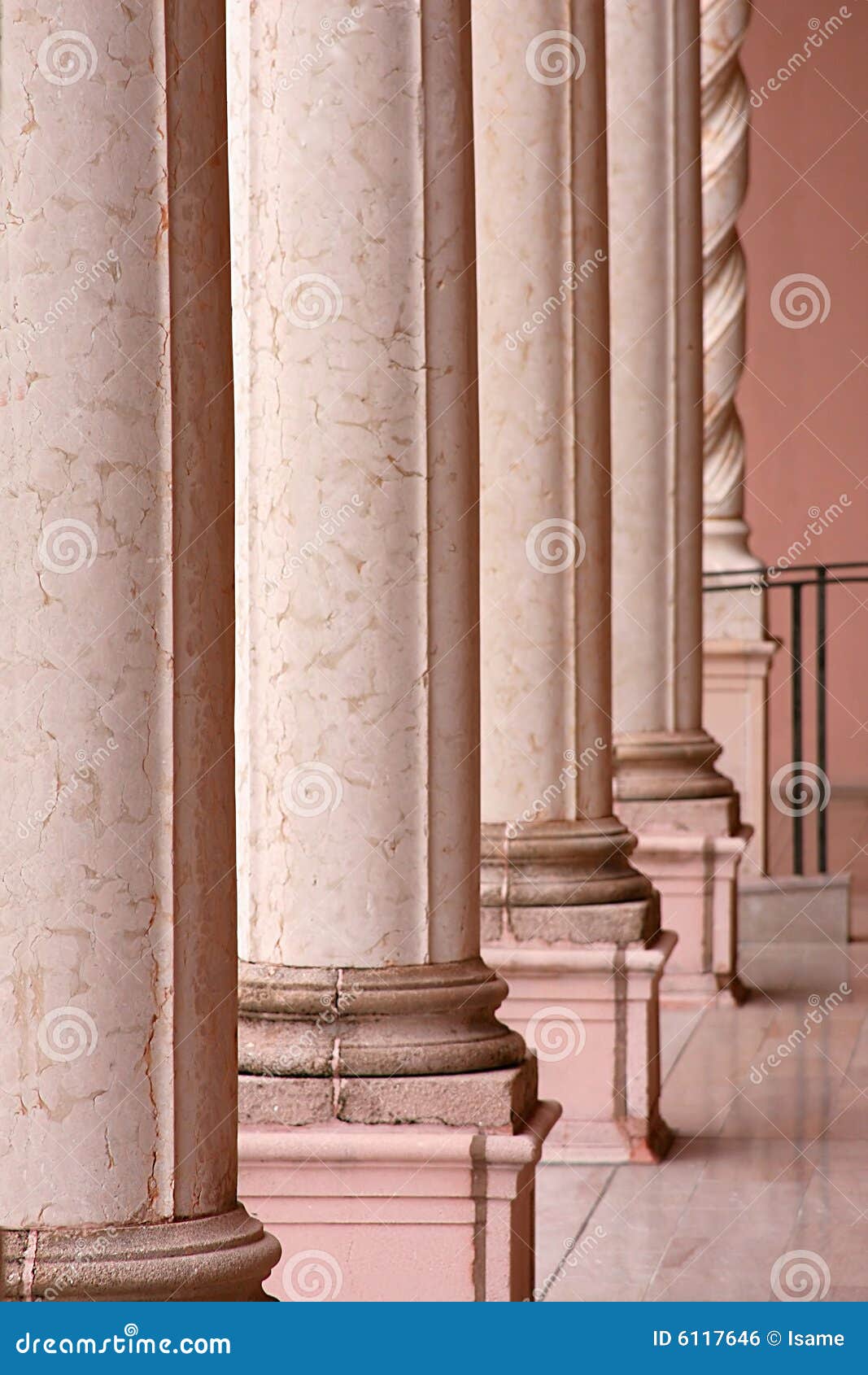 Way Out with Row of Pink Marble Columns Stock Photo - Image of home ...