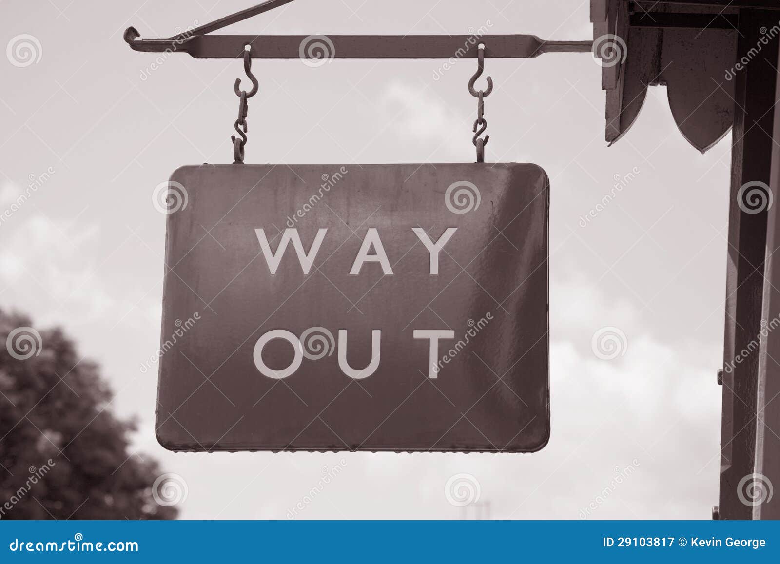 Way Out Sign stock image. Image of sepia, black, white - 29103817