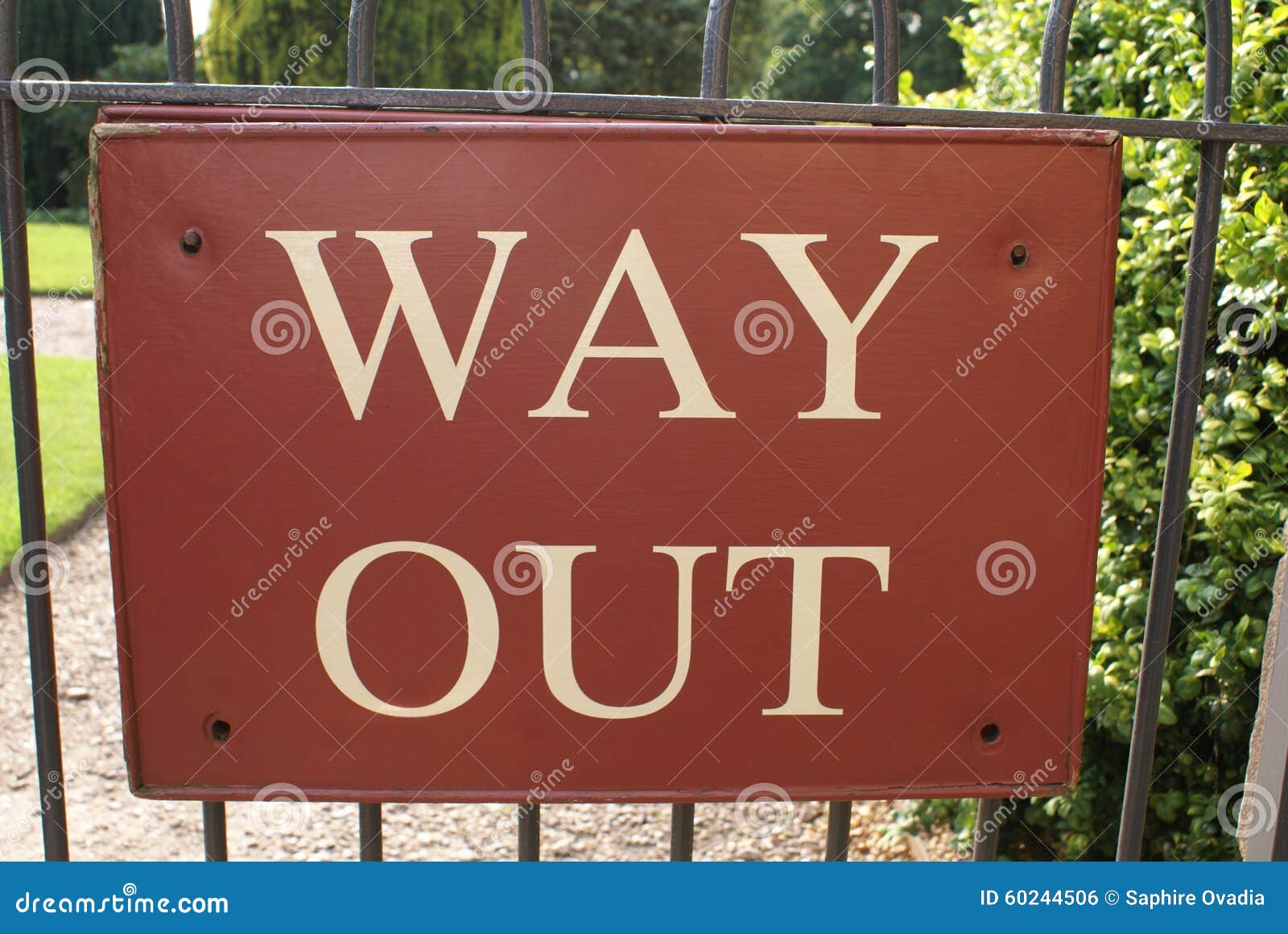 Way out sign stock photo. Image of metal, urban, visitors - 60244506