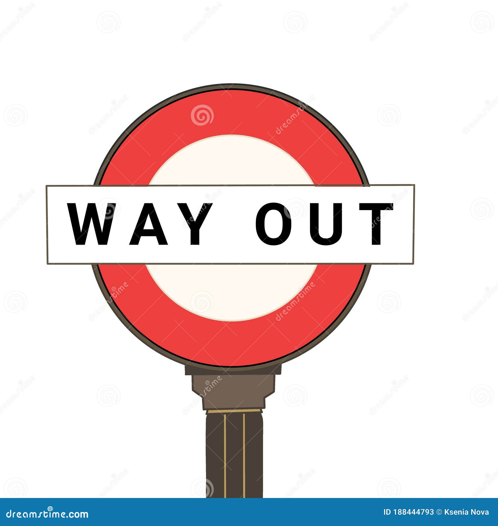 Way Out Sign in a Red Circle Stock Illustration - Illustration of twig ...