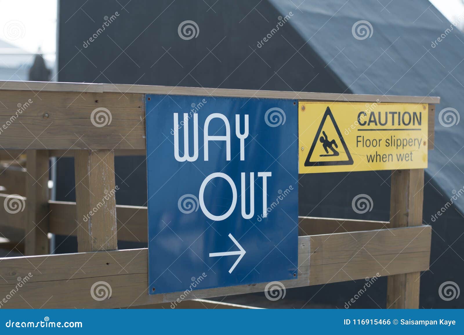 The Way Out Signboard, Warning Sign. Stock Photo - Image of business ...