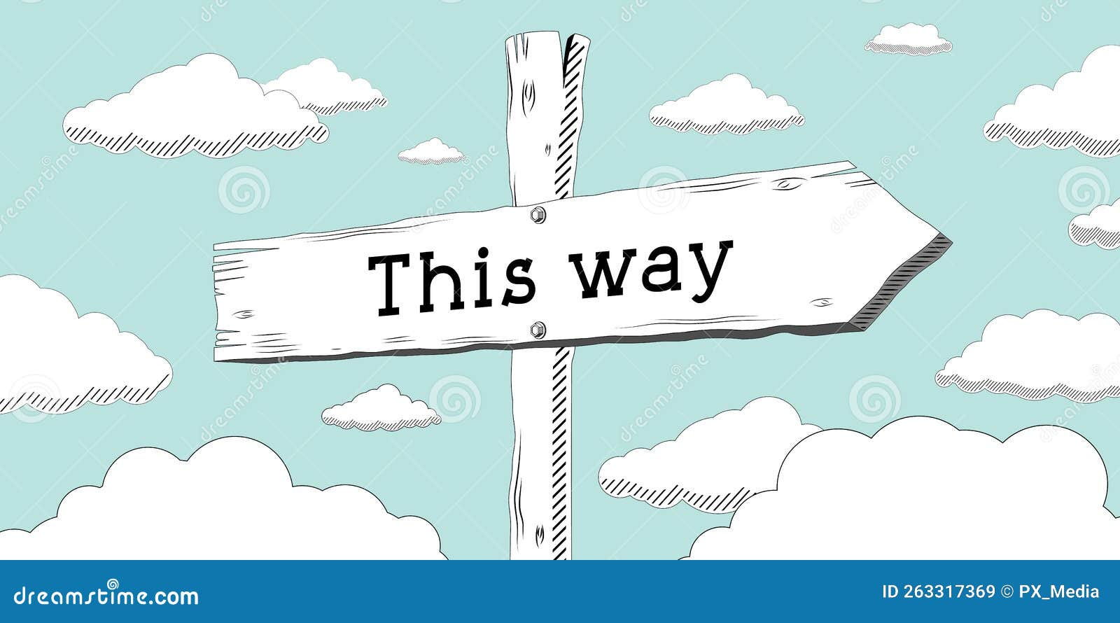 This Way - Outline Signpost with One Arrow Stock Illustration ... This Way - Outline Signpost with One Arrow Stock Illustration ...