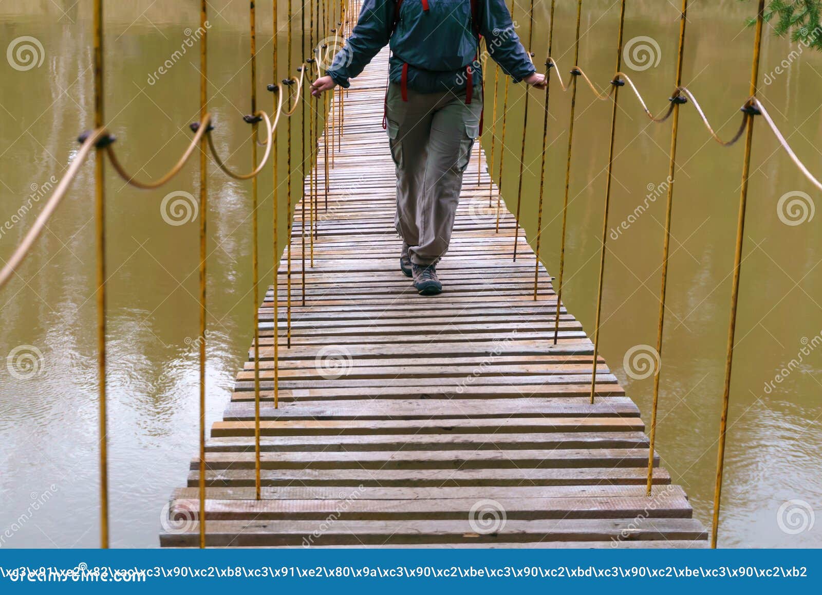 The Way Over the Hanging Bridge Over the Spring River Stock Image ...