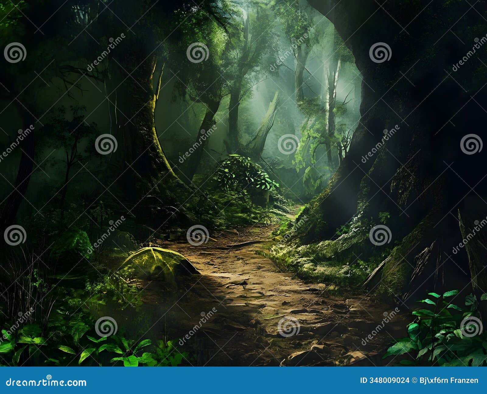 Fantasy Forest Path Nature Pathway Green Forest Road Stock Illustration ...