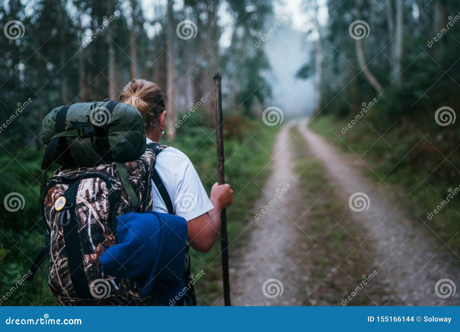 Way of Saint James Pilgrim Backpacker Female Going by the Path through ...