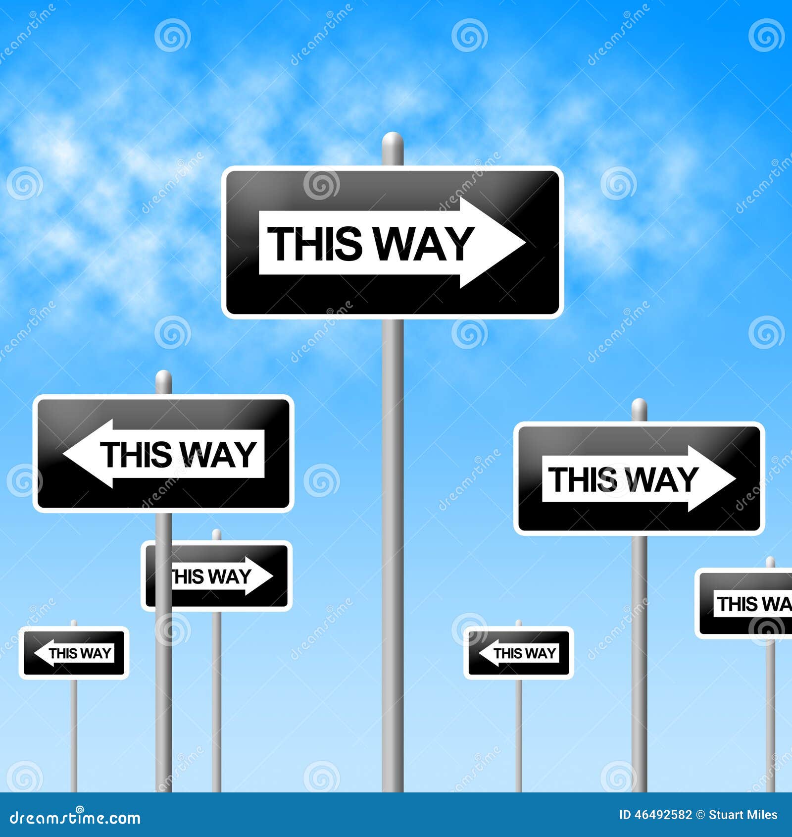 This Way Sign Represents Choice Direction and Signboard Stock ...