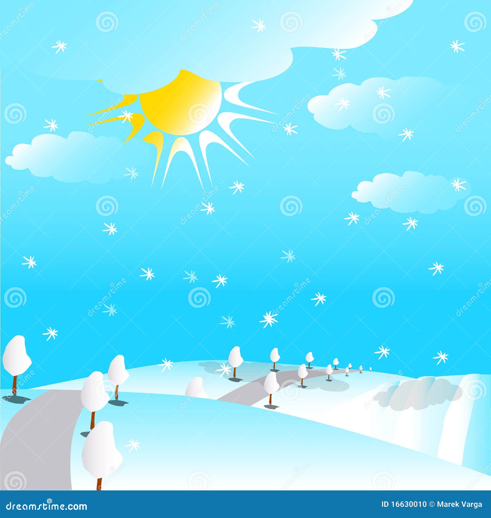 Way in Snowy Hills Illustration Stock Vector - Illustration of ...