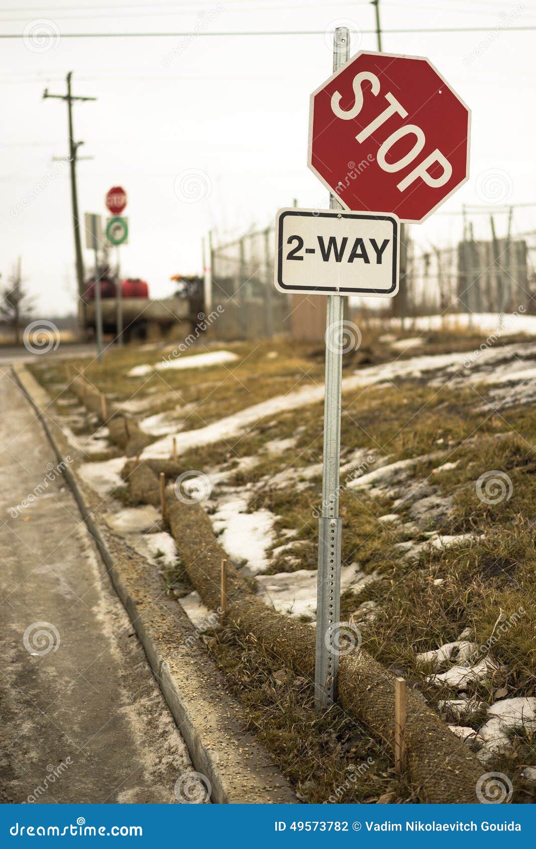 2-way stop sign stock photo. Image of fence, traffic - 49573782