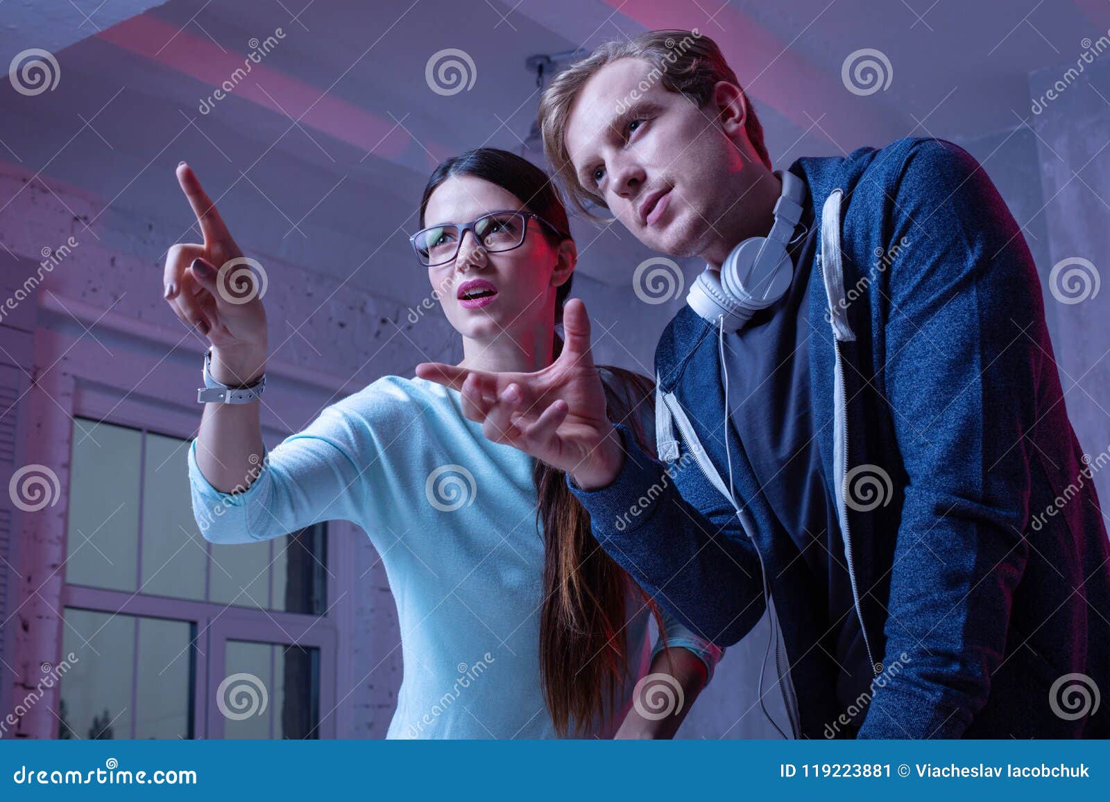 Concerned Two Colleagues Measuring Problem Stock Image - Image of ...