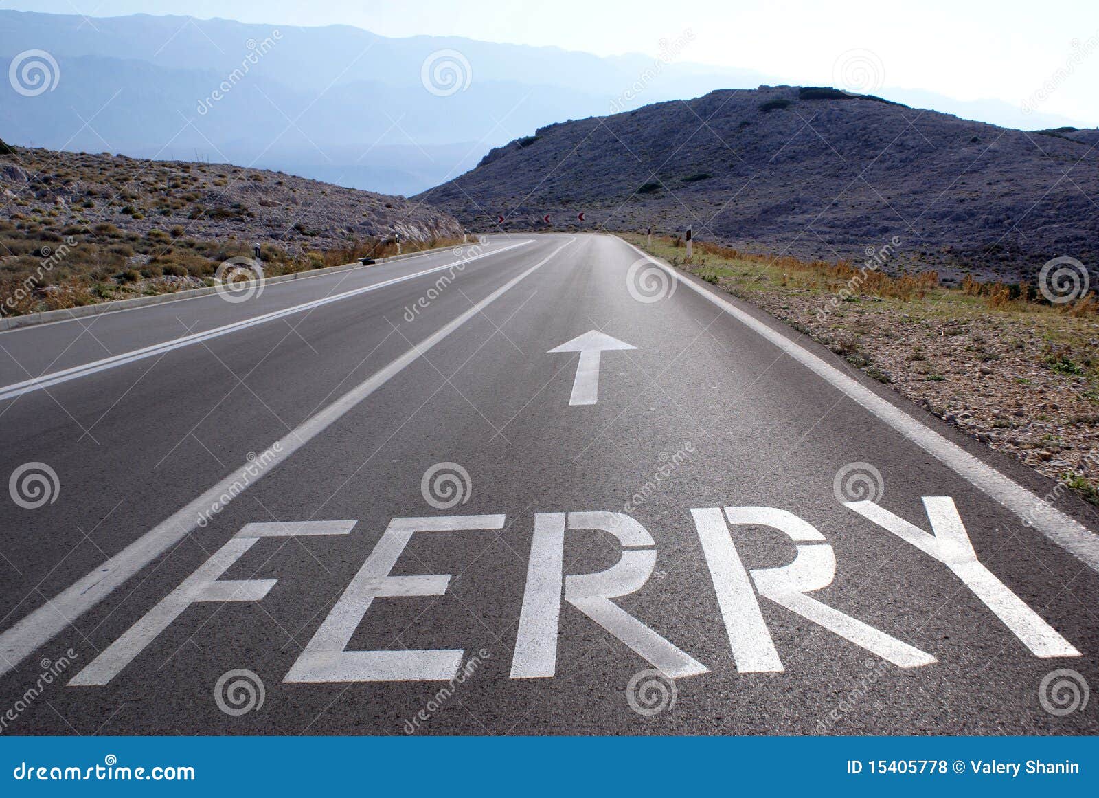 Way to the ferry stock photo. Image of line, sign, highway - 15405778