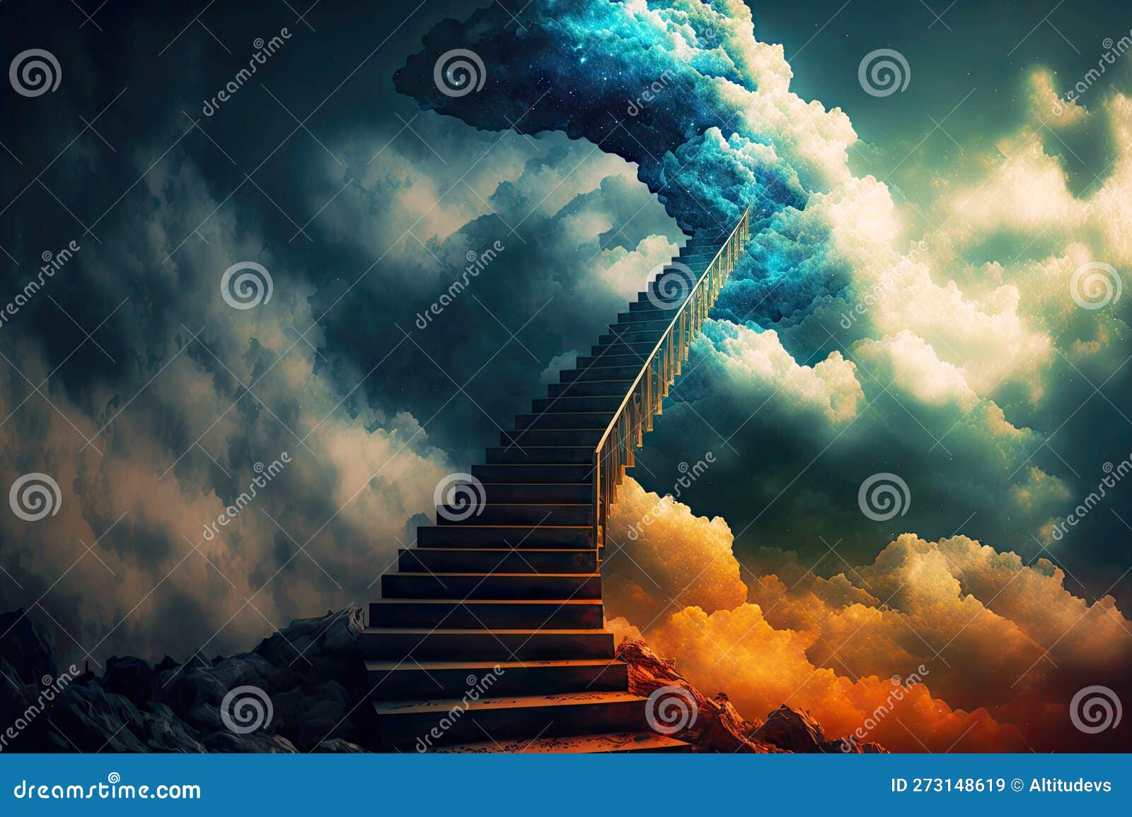 Way To God in Clouds Stairway To Heaven Stock Illustration ...