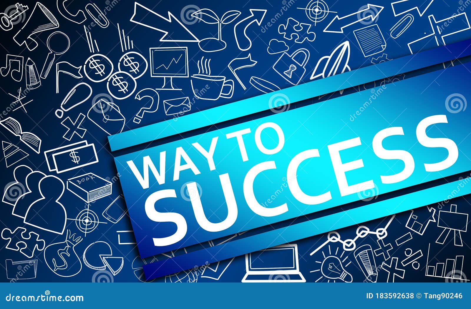 Way To Success Concept with Creative Icon Drawings Stock Illustration ...