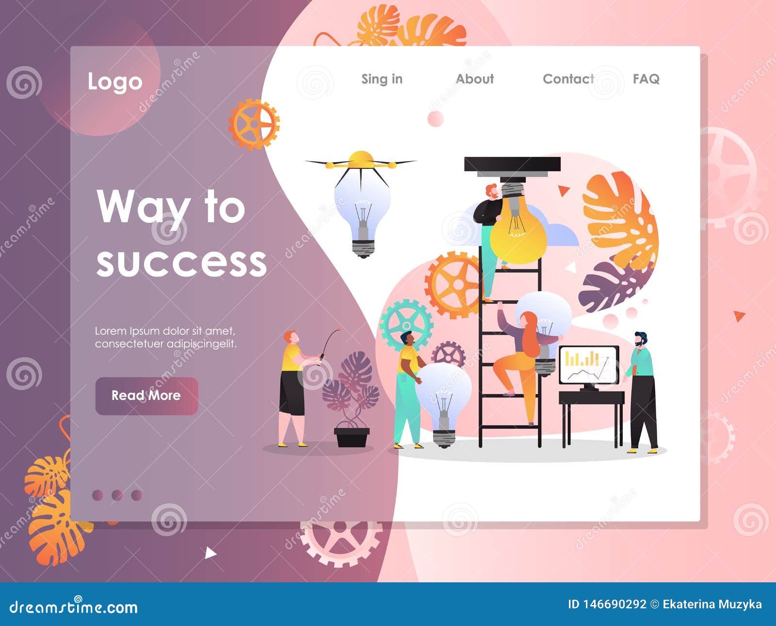 Way To Success Vector Website Landing Page Design Template Stock Vector ...