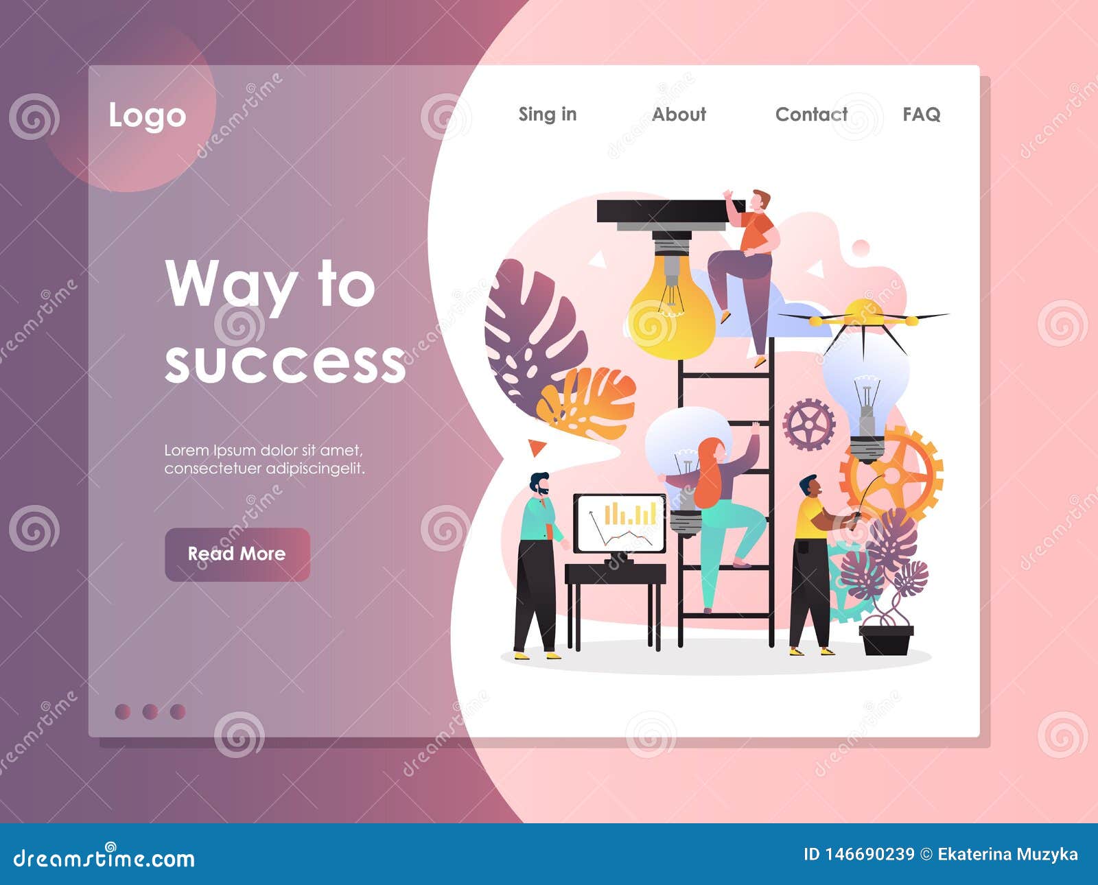 Way To Success Vector Website Landing Page Design Template Stock Vector ...