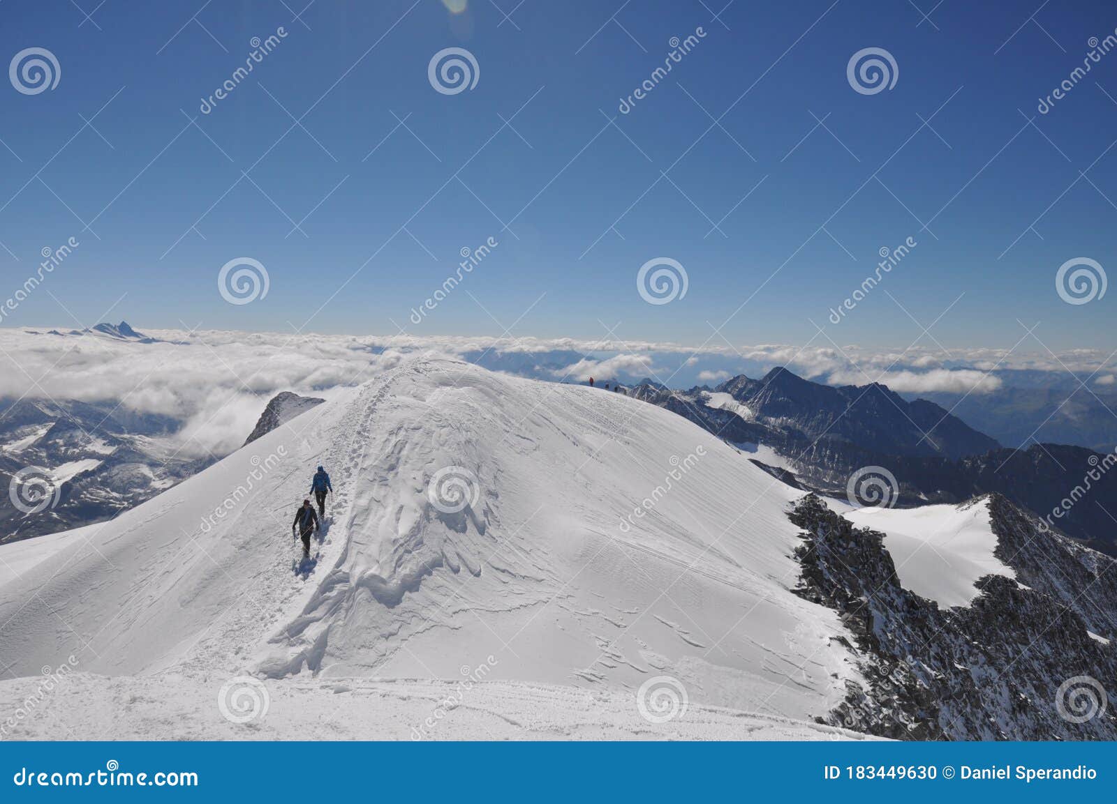 Way To the Summit on Snowy Ridge Stock Photo - Image of adventure, cold ...